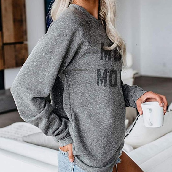 Berry Stylish | Tops | Mom Mode Sweatshirt Light Grey Pullover | Poshmark